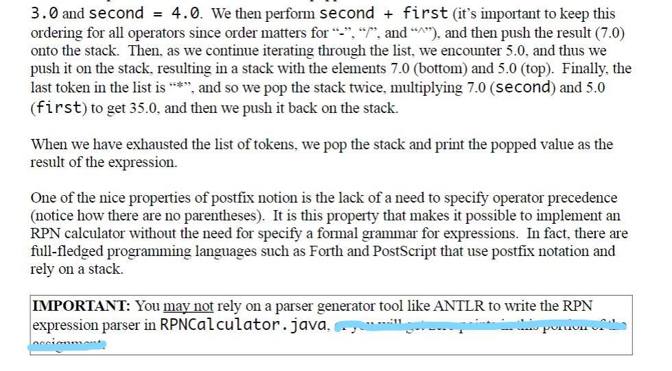 Solved In Java, please create An RPN (postfix notation) | Chegg.com