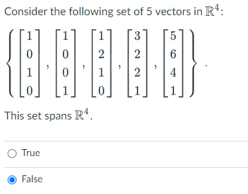 Solved Consider the following set of 5 vectors in R4 : | Chegg.com