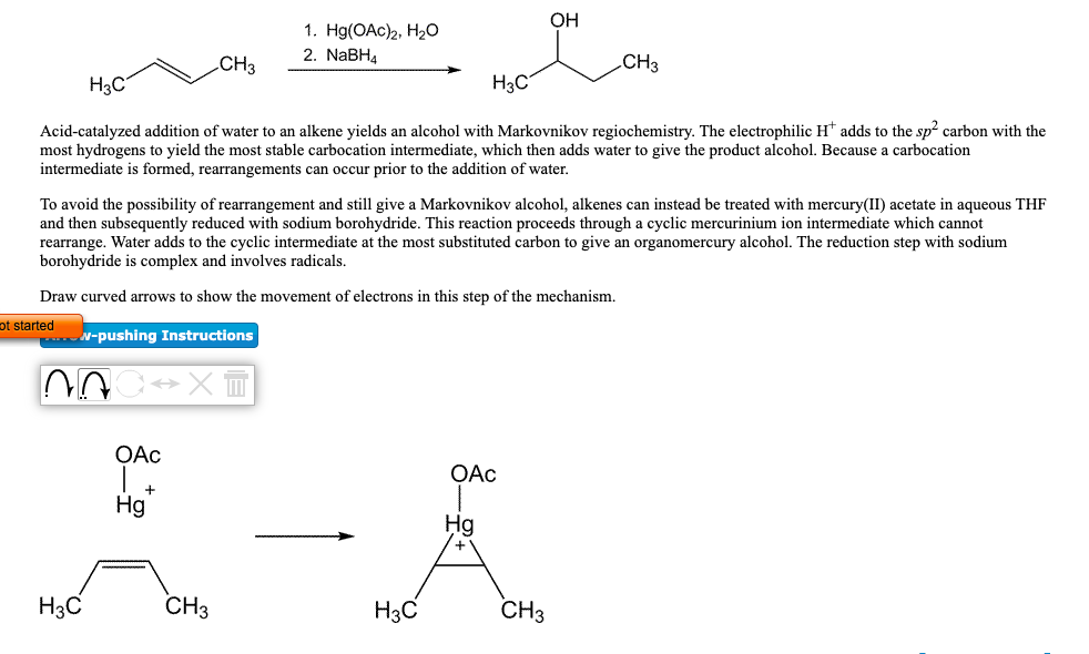Solved OH 1. Hg(OAC)2, H20 2. NaBH4 CH3 CH3 H2C H3C | Chegg.com
