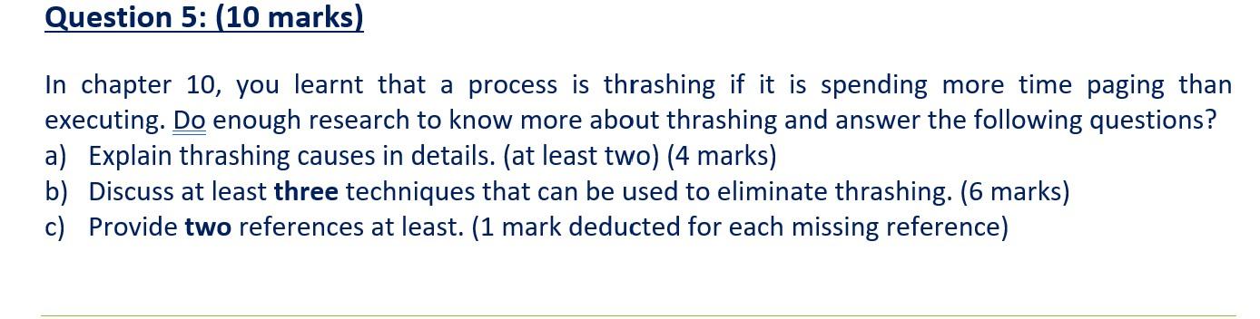 Solved Question 5: (10 marks) In chapter 10, you learnt that | Chegg.com