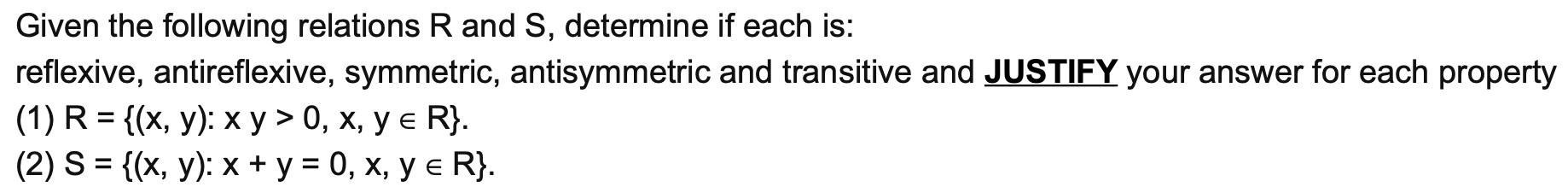 Solved Given the following relations R and S, determine if | Chegg.com