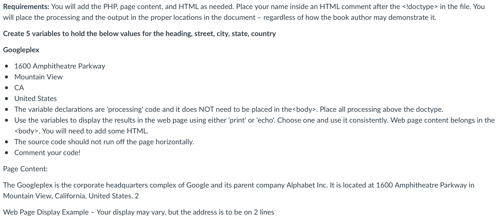 Solved Requirements: You will add the PHP, page content, and | Chegg.com