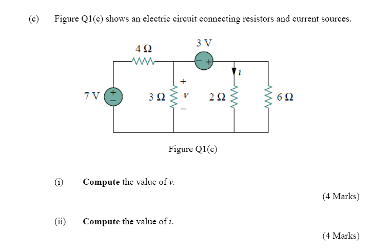 Solved (c) Figure Q1(c) shows an electric circuit connecting | Chegg.com