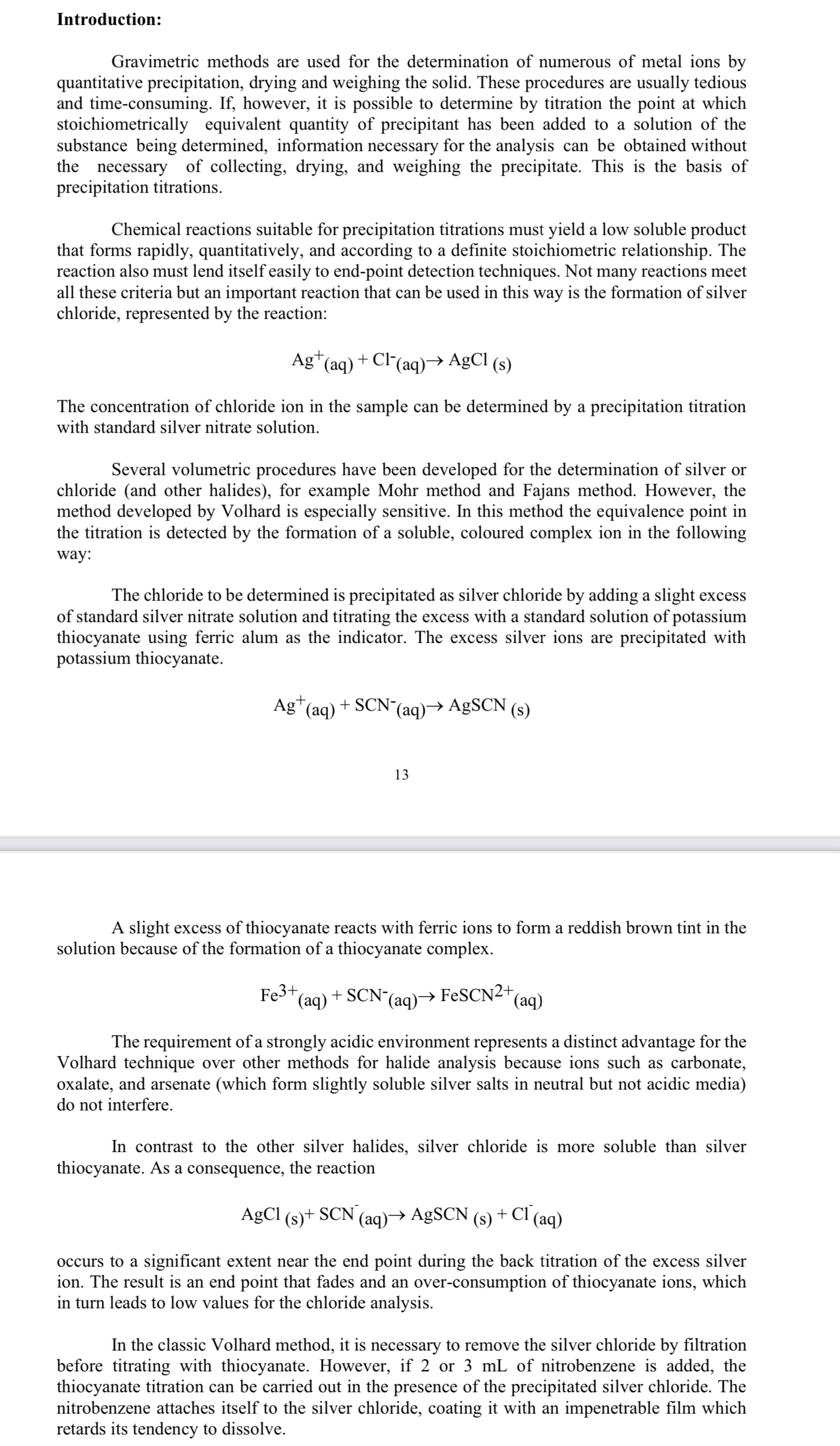 Solved Introduction:Gravimetric methods are used for the | Chegg.com