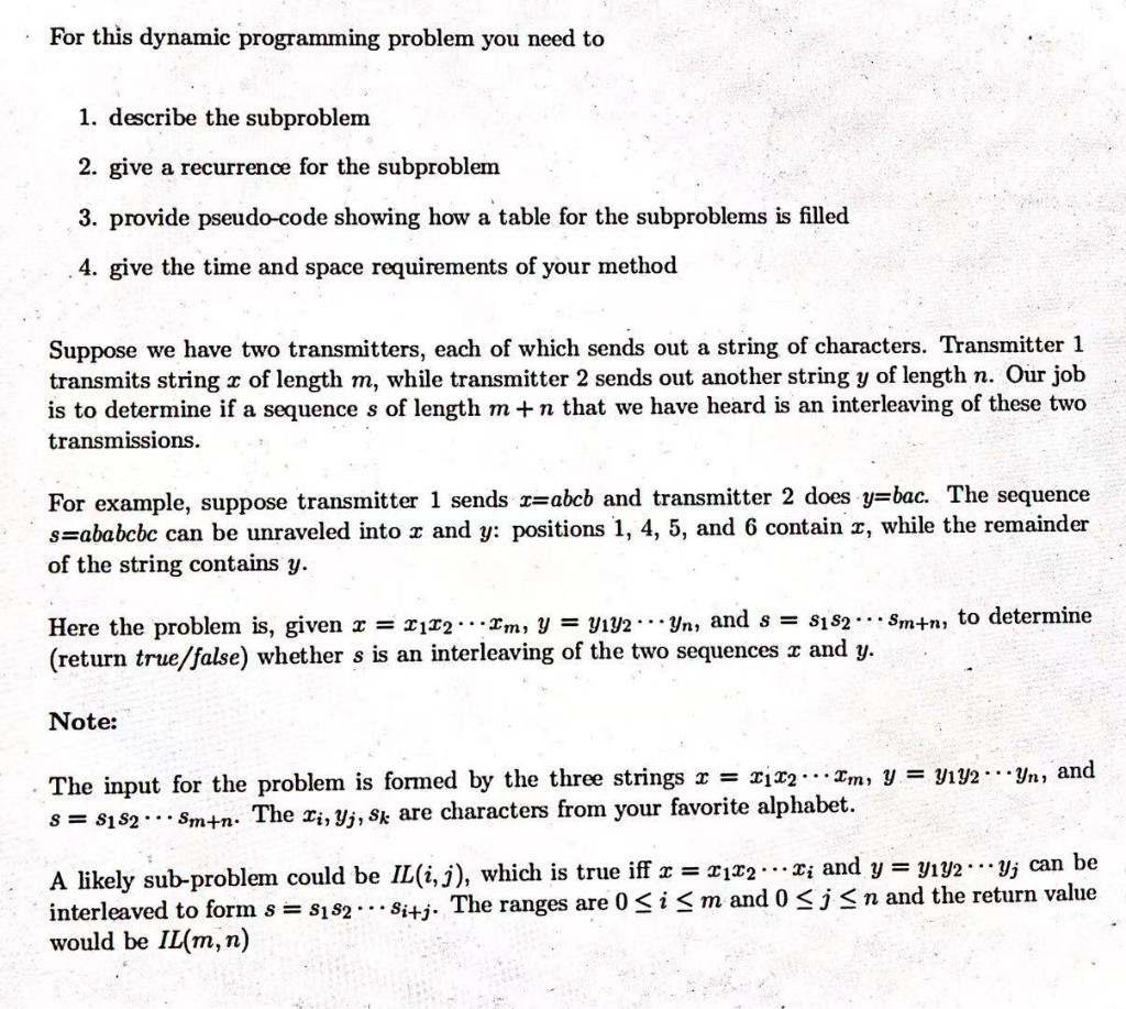 Solved For This Dynamic Programming Problem You Need To 1 