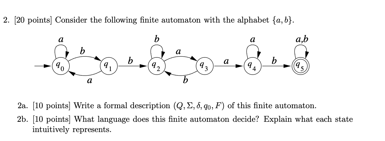 Solved [20 Points] Consider The Following Finite Automaton