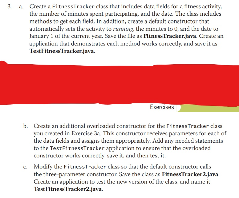 Solved 3. a. Create a FitnessTracker class that includes | Chegg.com