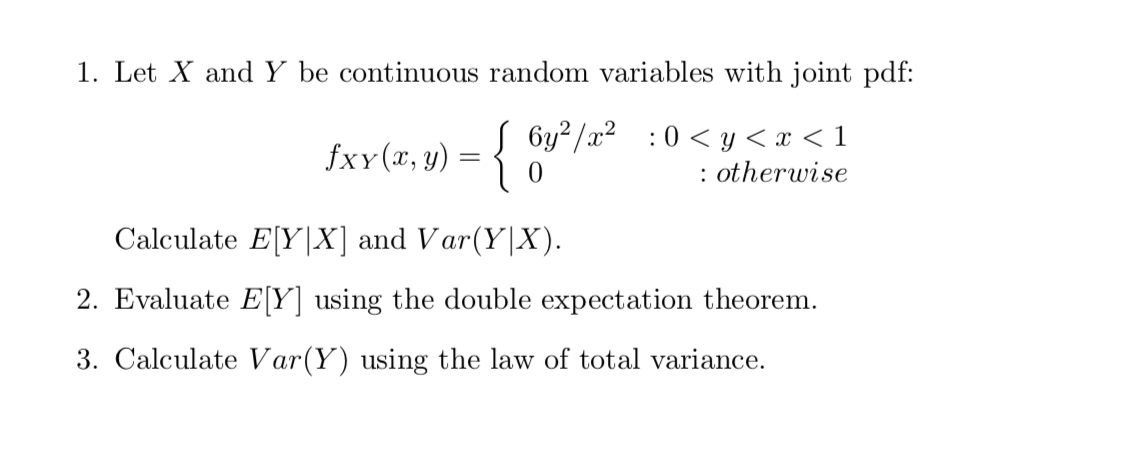 Solved 1. Let X and Y be continuous random variables with | Chegg.com