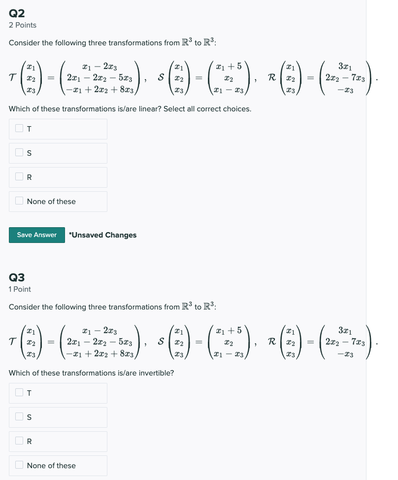 Solved Q2 2 Points Consider the following three | Chegg.com