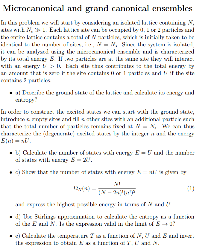 Solved Microcanonical and grand canonical ensembles In this | Chegg.com
