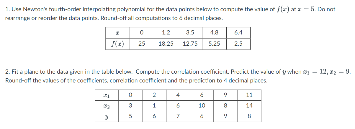 Solved 1. Use Newton's fourth-order interpolating polynomial | Chegg.com