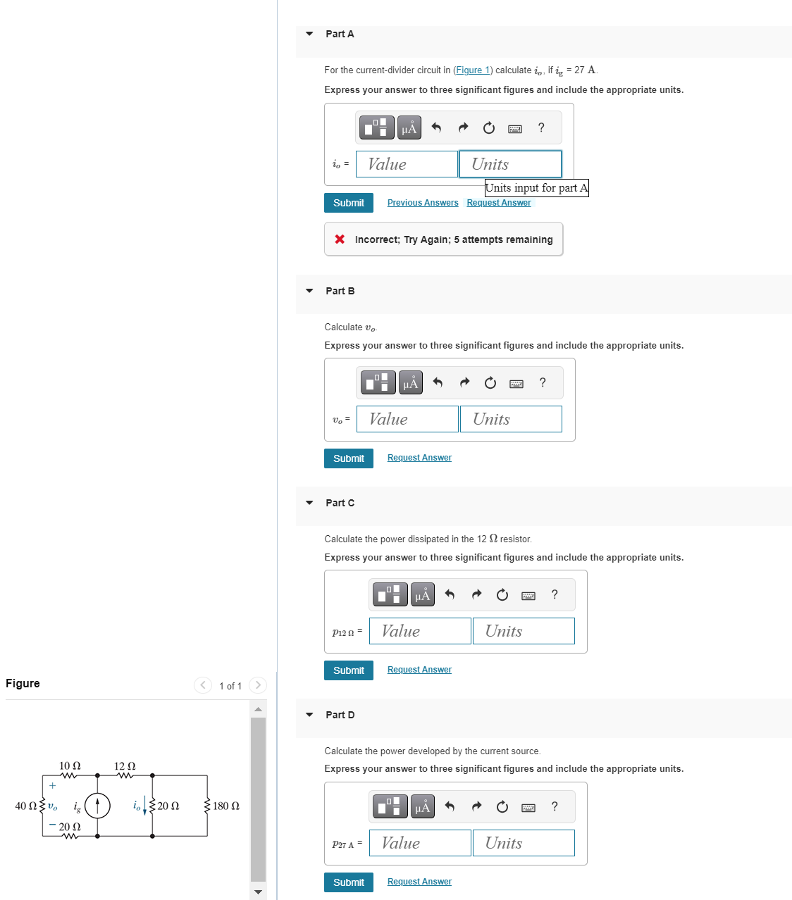 Solved Part AFor the current-divider circuit in (Figure 1) | Chegg.com