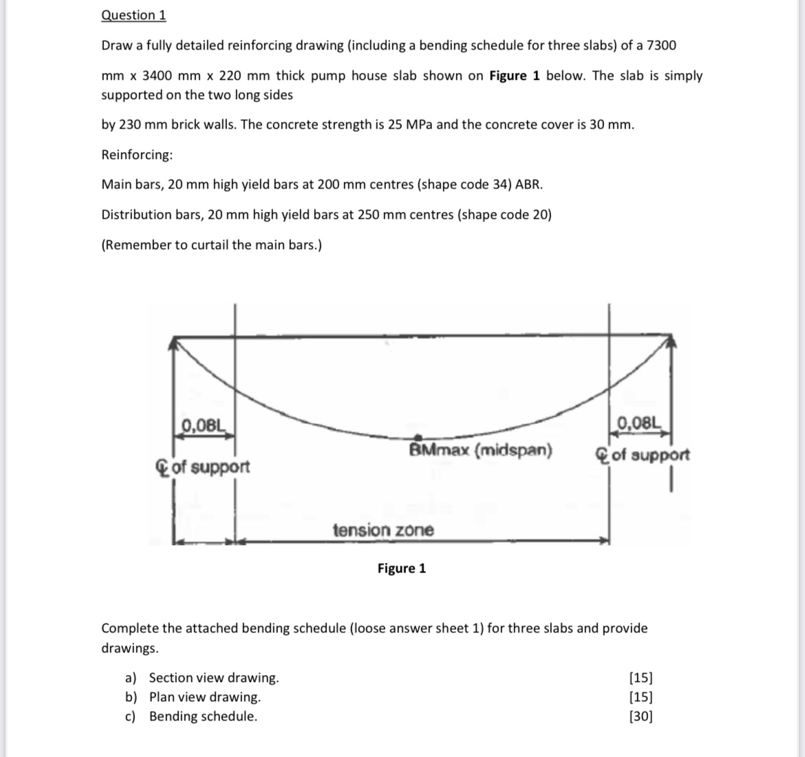 Solved Question 1 ﻿Draw a fully detailed reinforcing drawing | Chegg.com