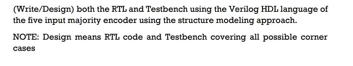 Solved (Write/Design) both the RTL and Testbench using the | Chegg.com