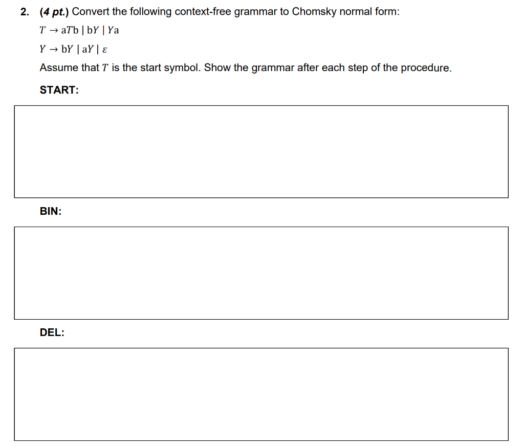 Solved 2. (4 pt.) Convert the following context-free grammar | Chegg.com