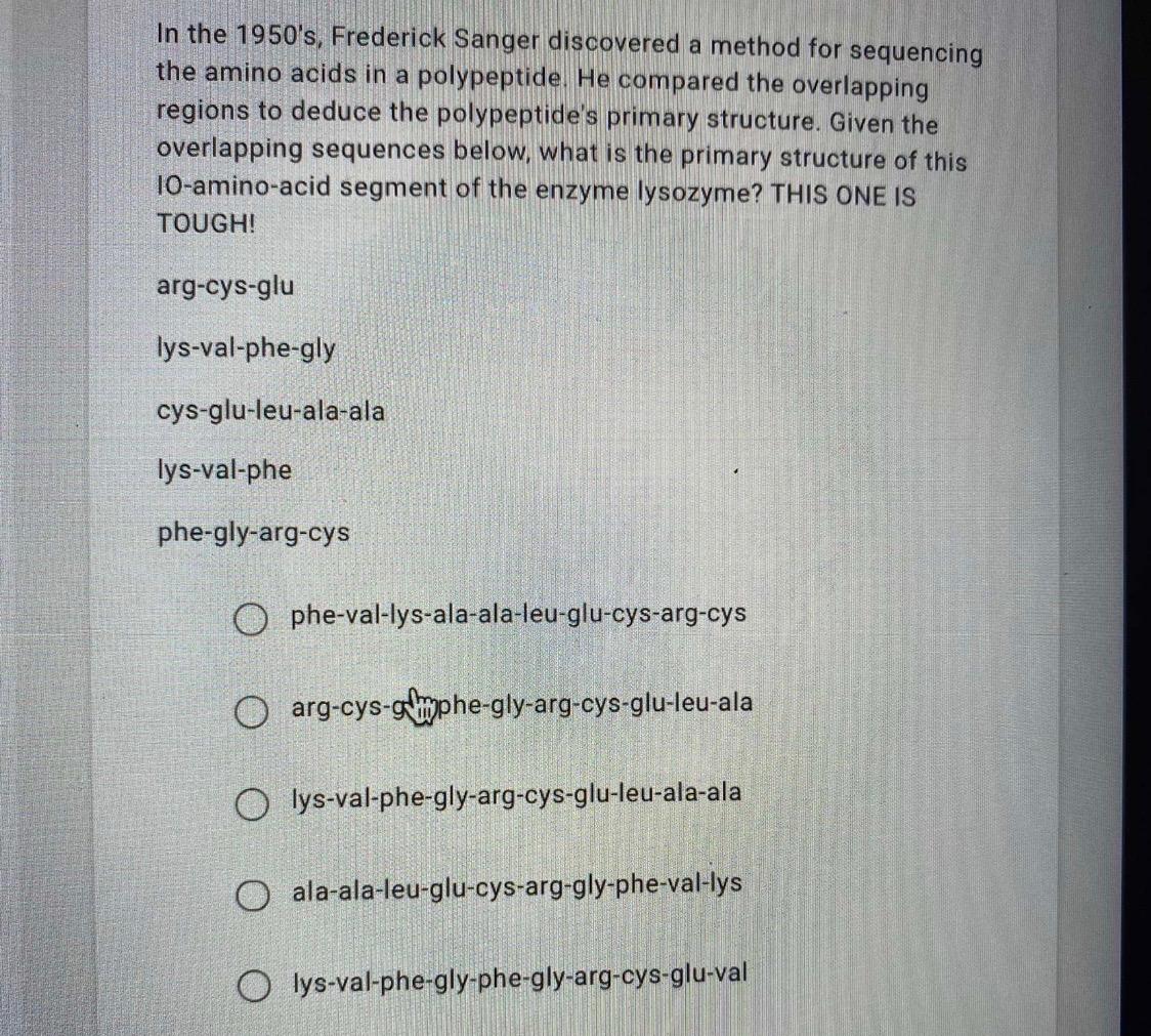 Solved In the 1950's, Frederick Sanger discovered a method | Chegg.com
