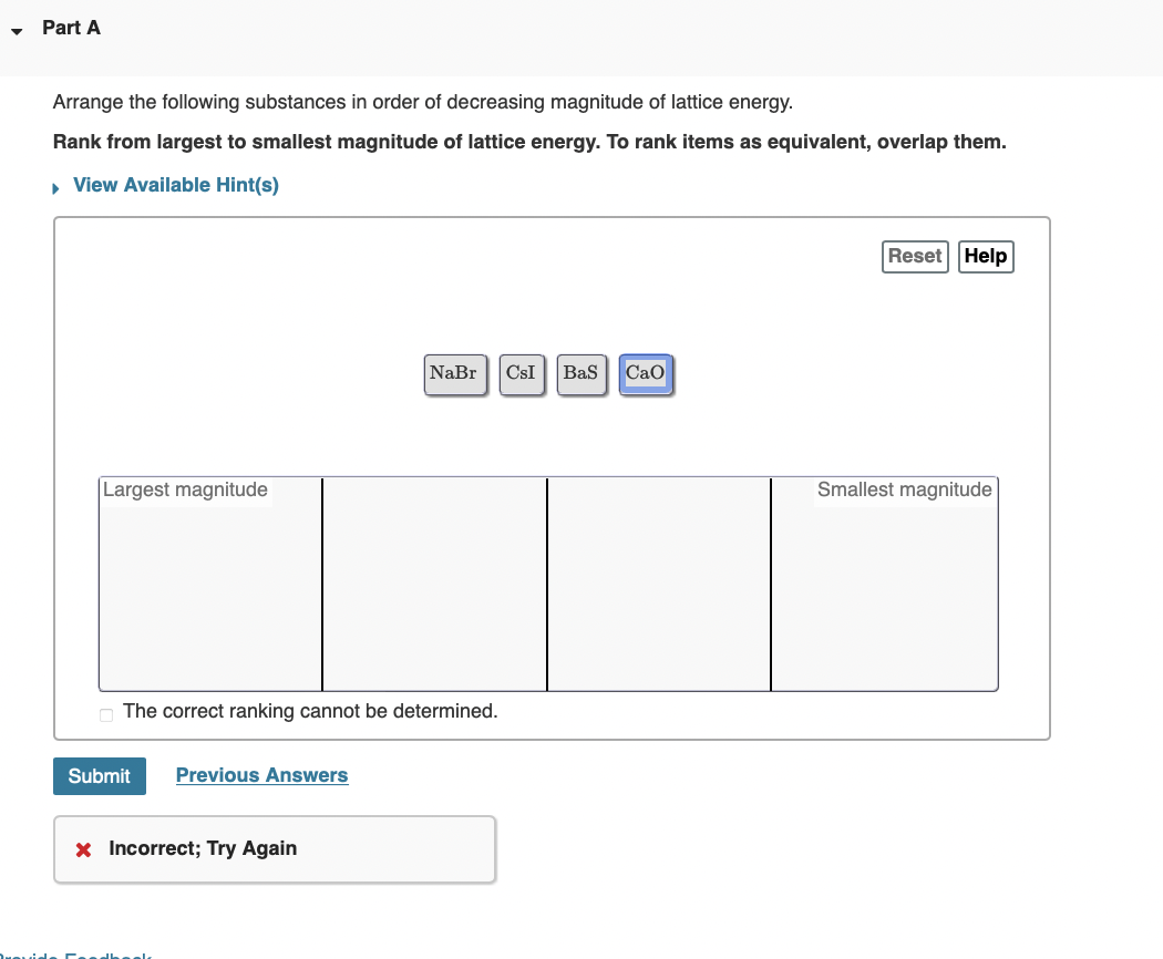 Solved Arrange the following substances in order of | Chegg.com