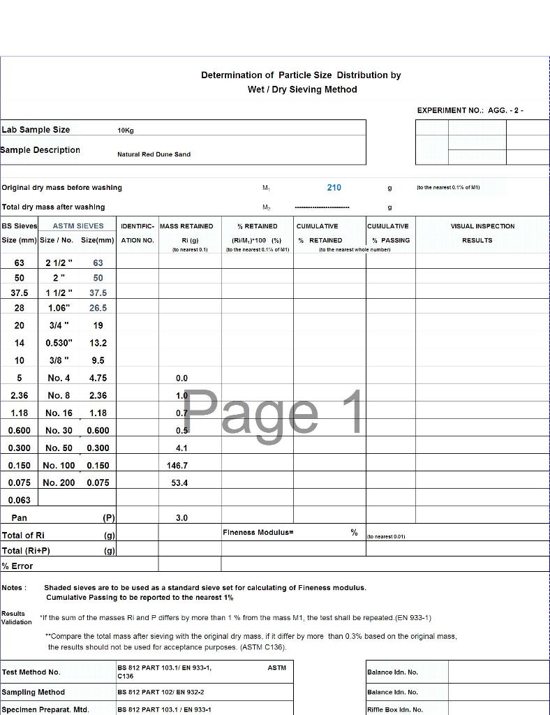 Solved Determination of Particle Size Distribution by | Chegg.com
