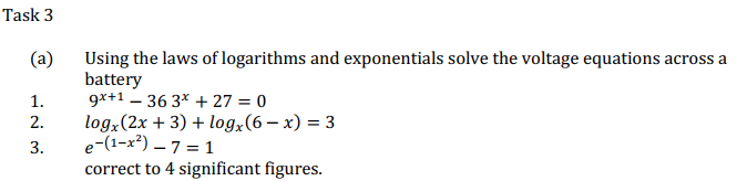 Solved Task 3 (a) 1. 2. 3. Using the laws of logarithms and | Chegg.com