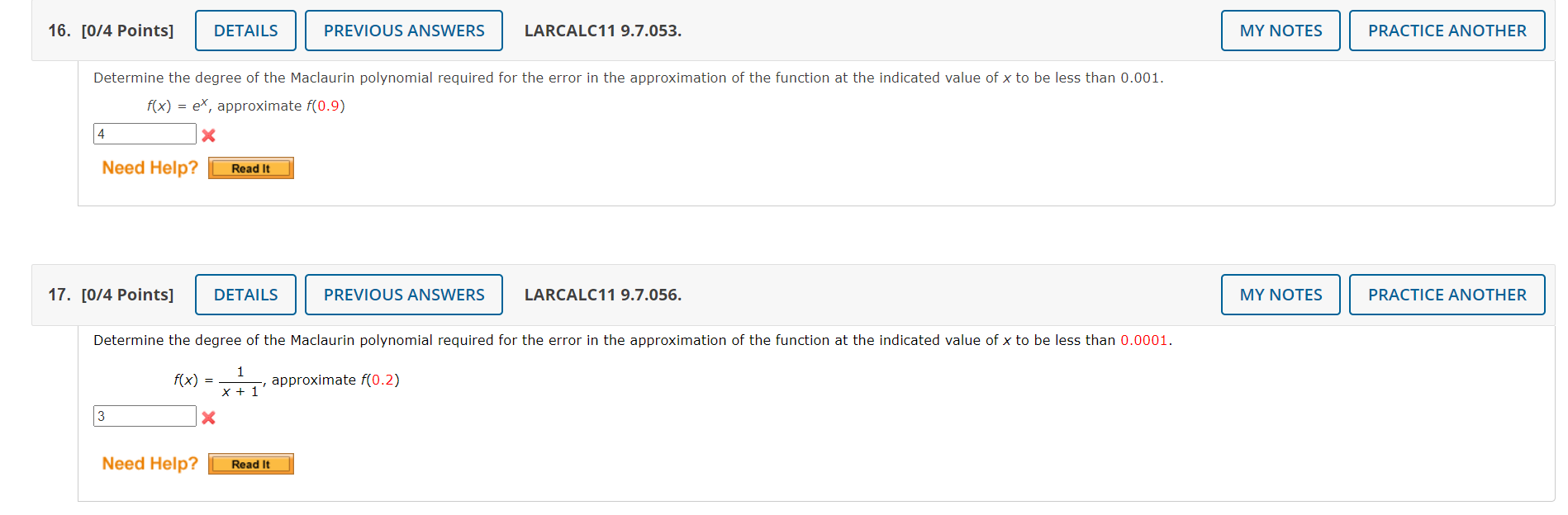 Solved 16. [0/4 Points] DETAILS PREVIOUS ANSWERS LARCALC11 | Chegg.com
