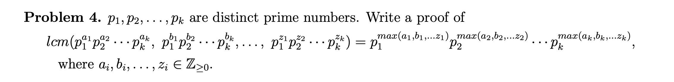 Solved Problem 4. p1,p2,…,pk are distinct prime numbers. | Chegg.com