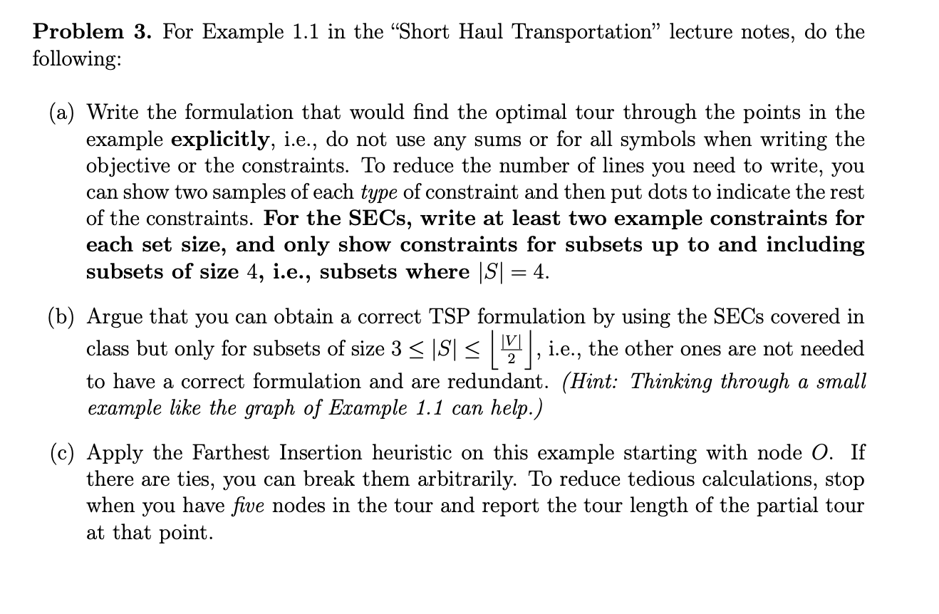 Solved Problem 3. ﻿For Example 1.1 ﻿in the "Short Haul | Chegg.com
