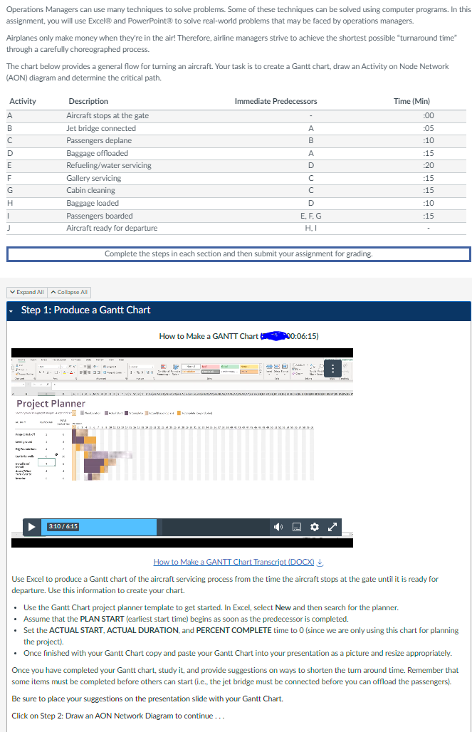 Solved How to Make a GANTT Chart Transcript (DOCX) ﻿darrUse | Chegg.com