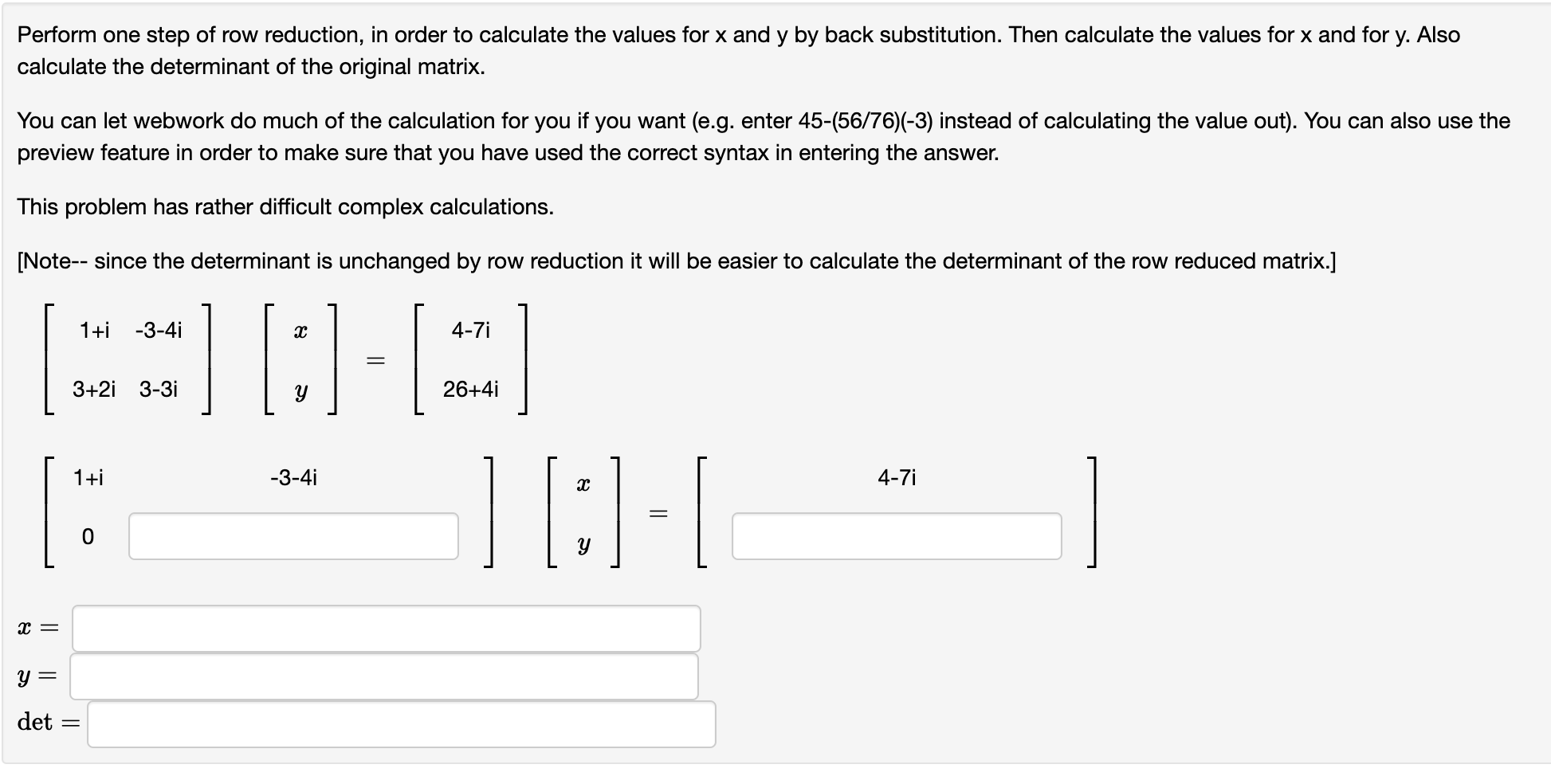 Solved Perform one step of row reduction, in order to | Chegg.com
