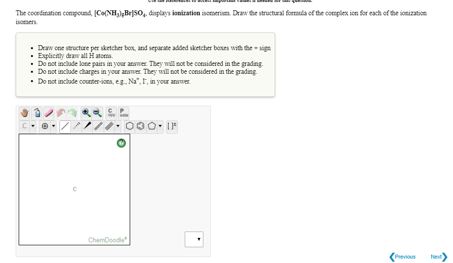 Solved The coordination complex, [Pt(NH),(ONO))", is one of | Chegg.com