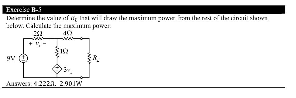 Solved Exercise B-5 Determine the value of R, that will draw | Chegg.com