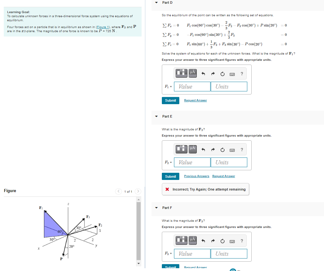 Solved Part A Learning Goal: To calculate unknown forces in | Chegg.com