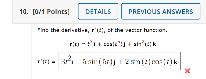 Solved Find the derivative, r′(t), of the vector function. | Chegg.com
