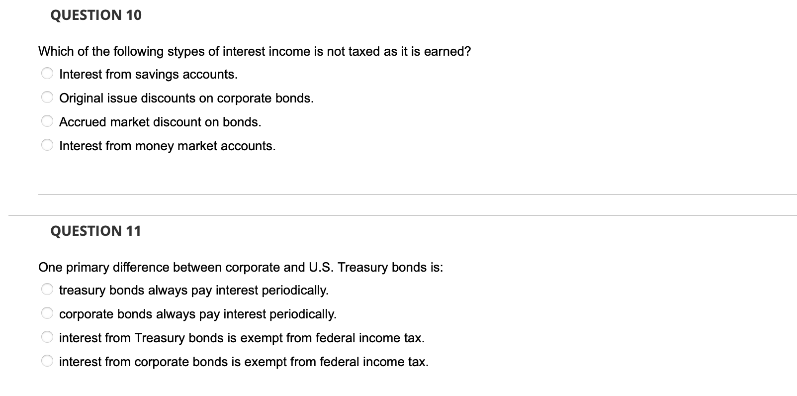 Solved Which of the following stypes of interest income is | Chegg.com