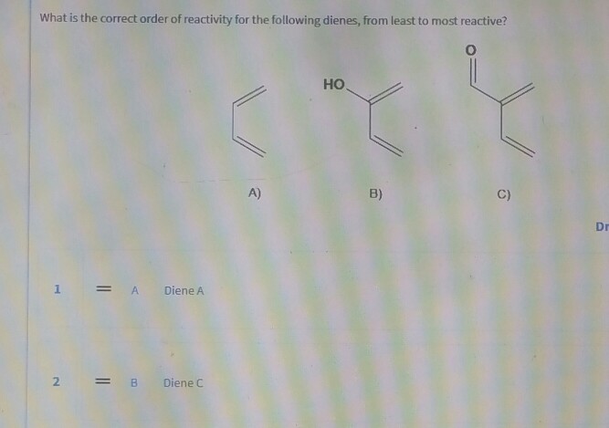 Solved what is the correct order of reactivity for the | Chegg.com