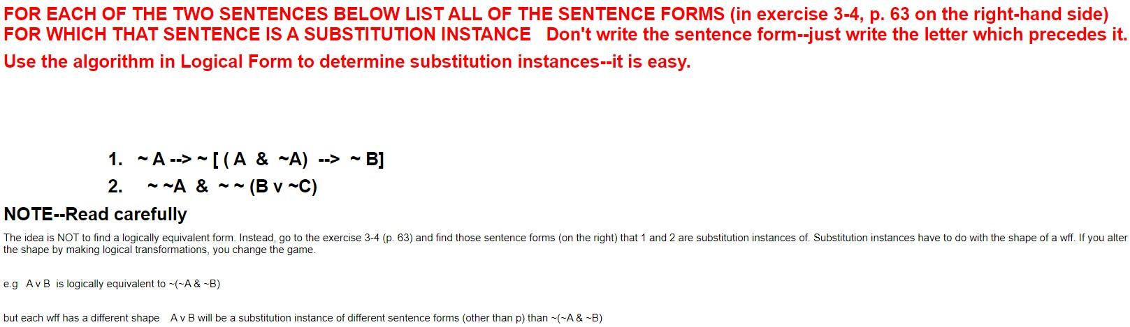 FOR EACH OF THE TWO SENTENCES BELOW LIST ALL OF THE | Chegg.com