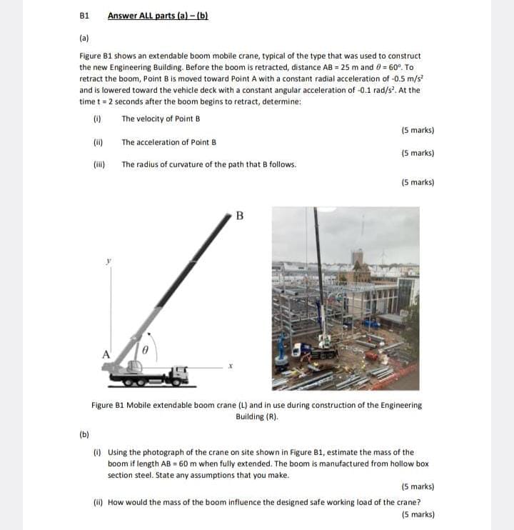 Solved B1 Answer AlL parts (a) - (b) (a) Figure B1 shows an | Chegg.com