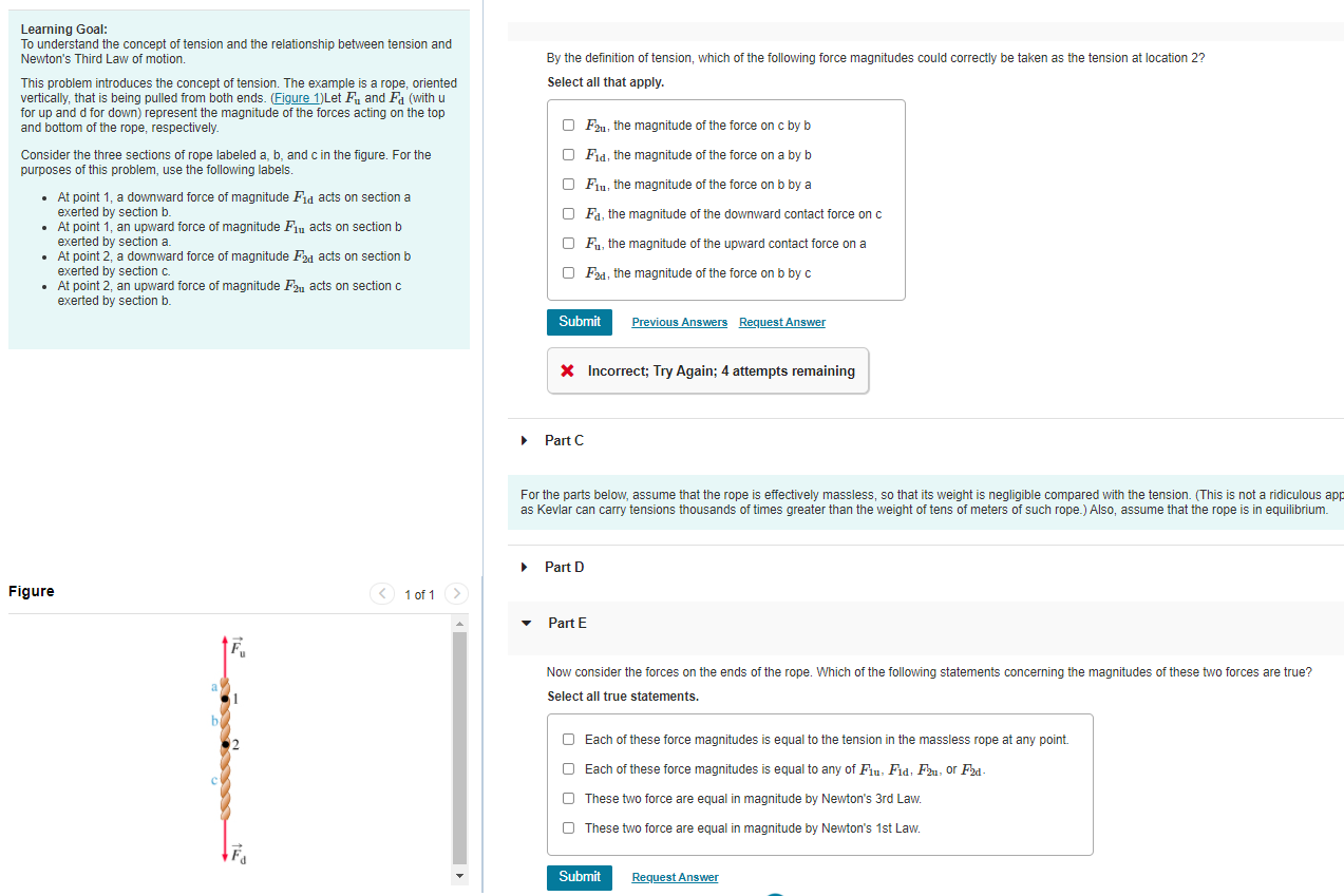 Solved Learning Goal: To understand the concept of tension | Chegg.com