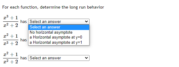 Solved For each function, determine the long run behavior 23 | Chegg.com