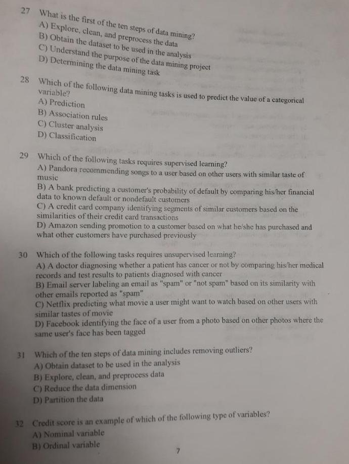 Solved 27 What is the first of the ten steps of data mining? | Chegg.com