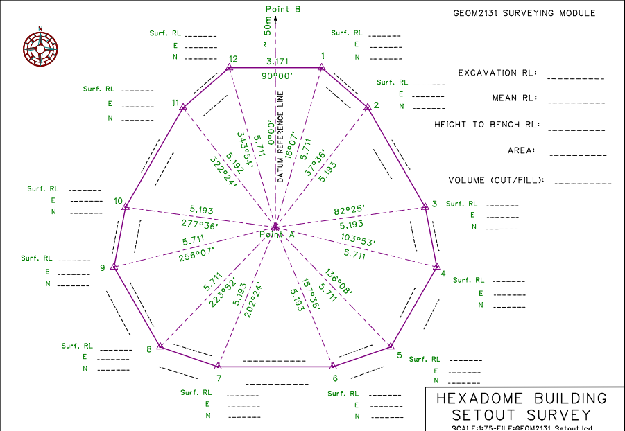 Solved 1. The completed 'Hexadrome Building Setout Survey' | Chegg.com