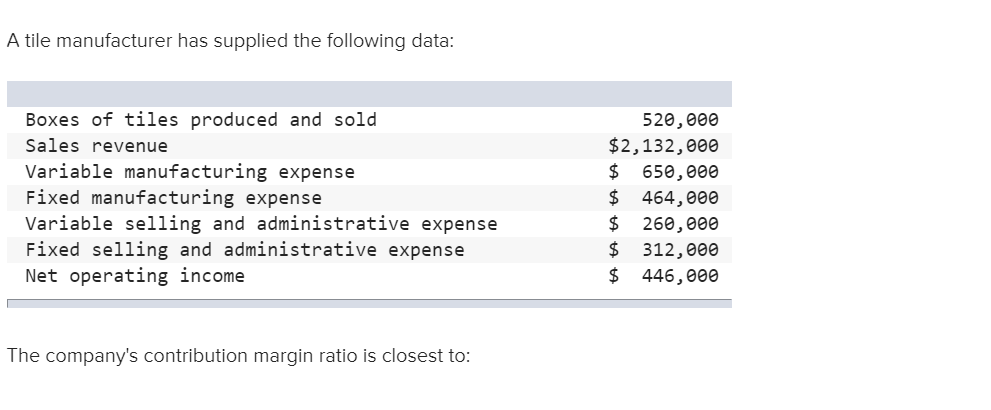 Solved A tile manufacturer has supplied the following data: | Chegg.com