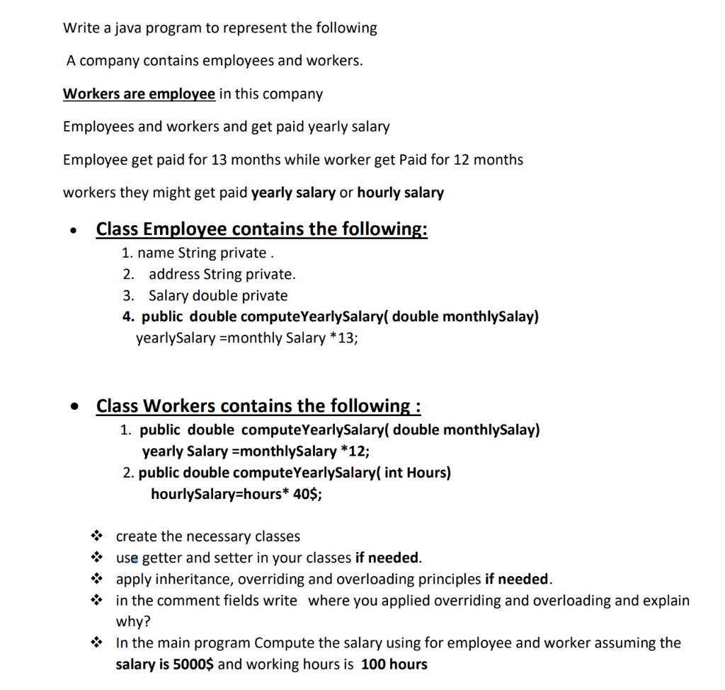 Solved Write a java program to represent the following A | Chegg.com