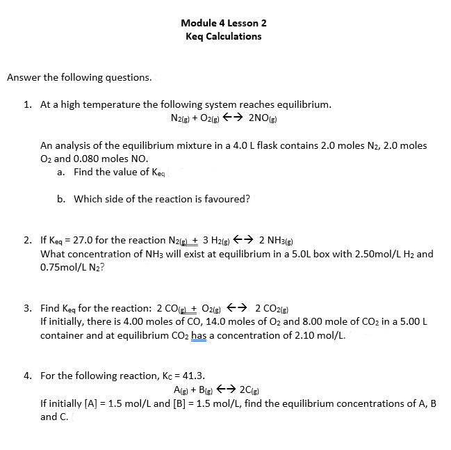 Solved N2( g)+O2( g)←→2NO(g) An analysis of the equilibrium | Chegg.com