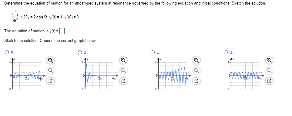 Solved Determine the equation of motion for an undamped | Chegg.com