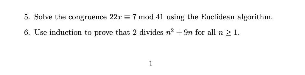 Solved 5. Solve the congruence 22x = 7 mod 41 using the | Chegg.com