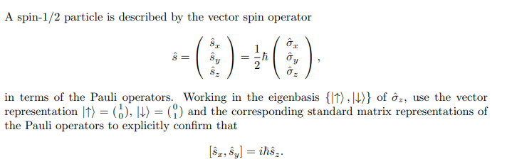 Solved A spin- 1/2 particle is described by the vector spin | Chegg.com