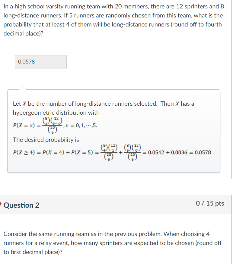 Solved In a high school varsity running team with 20 | Chegg.com