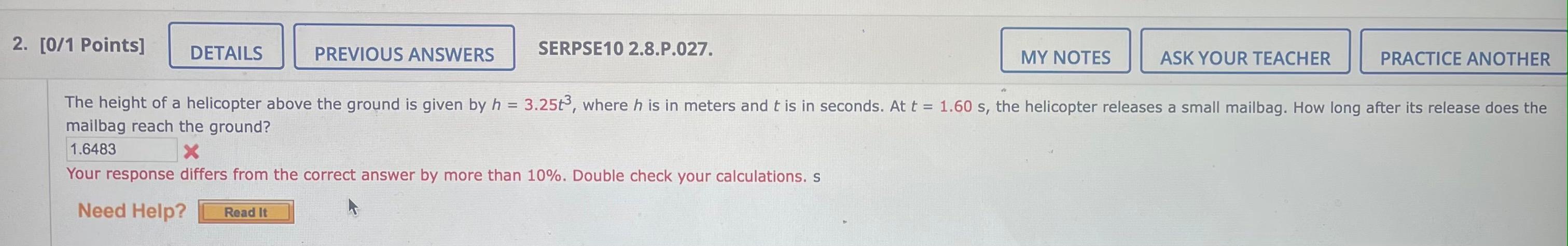 Solved 2. [0/1 Points] DETAILS PREVIOUS ANSWERS SERPSE10 | Chegg.com