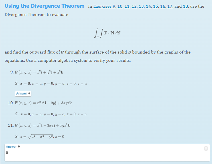 Solved Using the Divergence Theorem In Exercises | Chegg.com