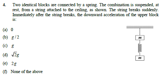 Solved 4. Two identical blocks are connected by a spring. | Chegg.com